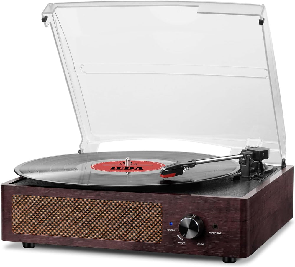 Vinyl Record Player Bluetooth ,Turntable with Built-in Speakers(Brown)