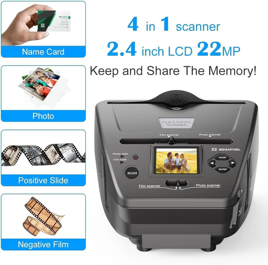 ALL-IN-ONE HIGH RESOLUTION 16MP FILM SCANNER WITH 2.4" LCD SCREEN
