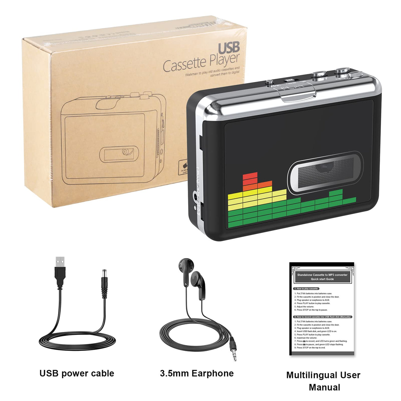 DIGITNOW USB Cassette Player, Portable Walkman Stereo Tape to MP3 Conv