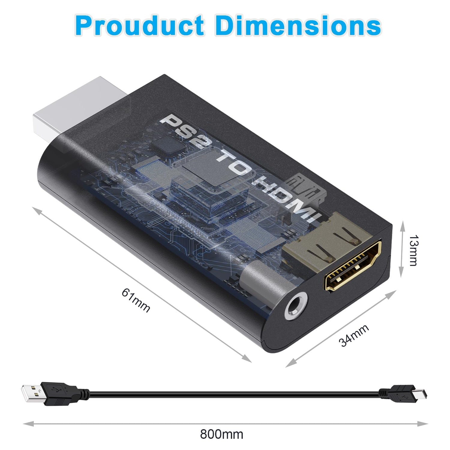 DigitPro PS2 to HDMI Converter Adapter, HDMI Cable for PlayStation 2 ...