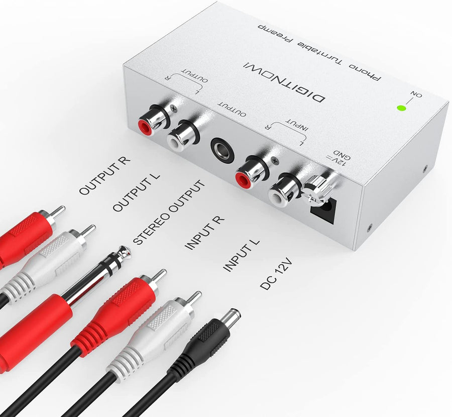 Audio Stereo Phonograph Preamplifier,Phono Preamp with 12 Volt DC Adap