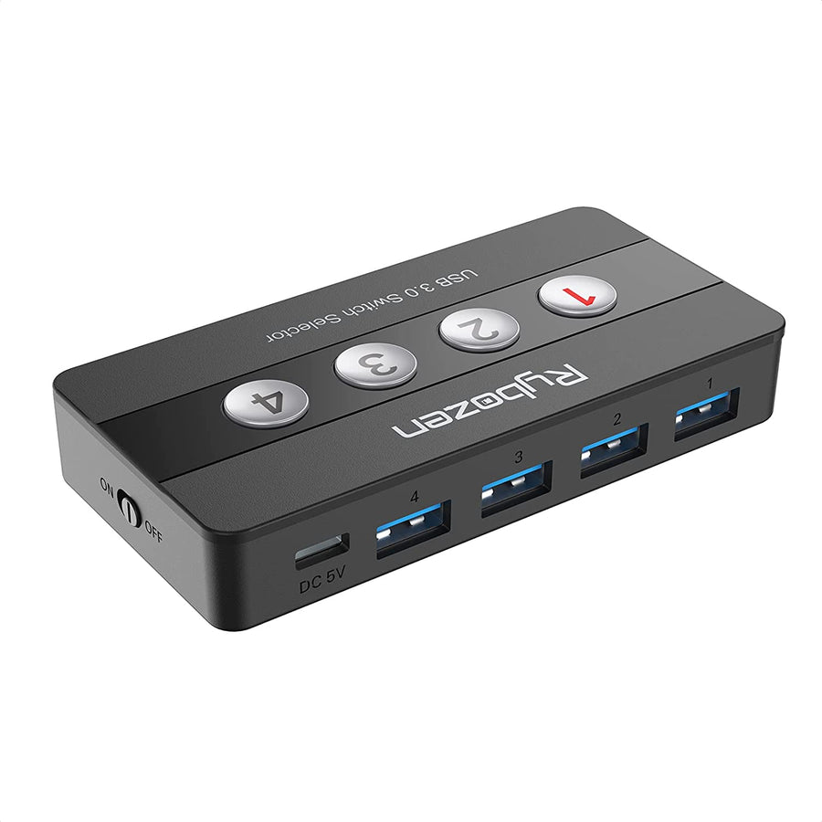 USB 3.0 Switch Selector,4 Port KVM Switch USB Peripheral Switcher Box