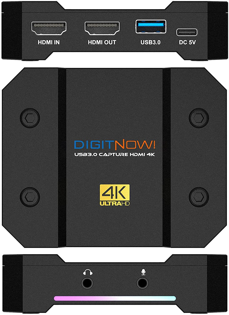 DIGITNOW USB Video Capture Card 4k/60Hz HDR10 Zero-Lag Passthrough, Ul