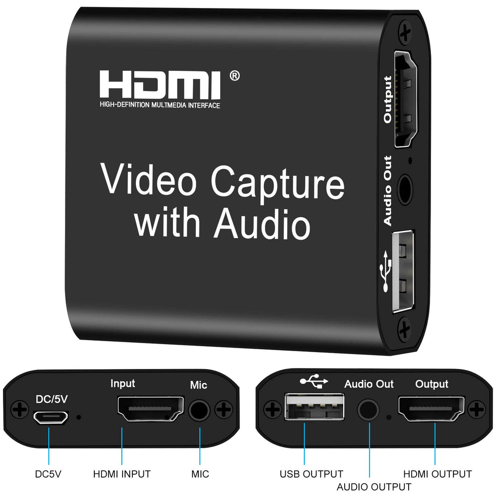 Capture Card, Audio Video Capture Card with Mic and HDMI Loop-Out, 108